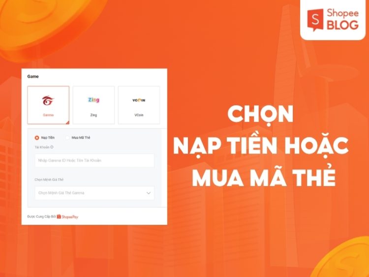 Cách mua thẻ Garena trên Shopee dành cho game thủ