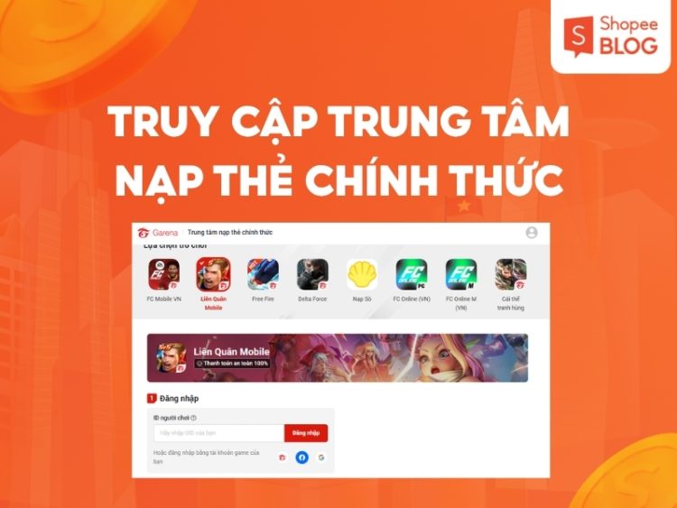 Cách mua thẻ Garena trên Shopee dành cho game thủ