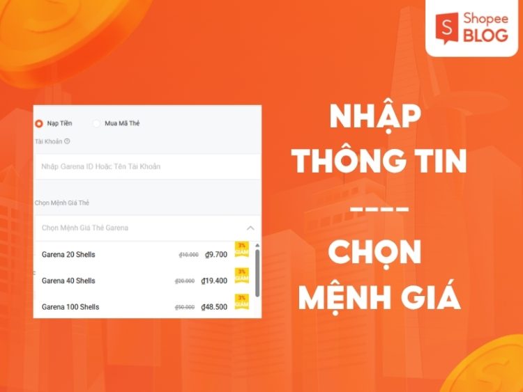 Cách mua thẻ Garena trên Shopee dành cho game thủ